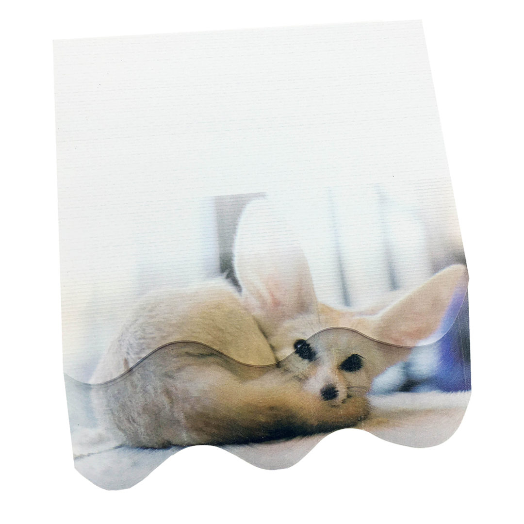 4A self-sticky notes, 3D printed with Pinna fox fox (big ears and small ...